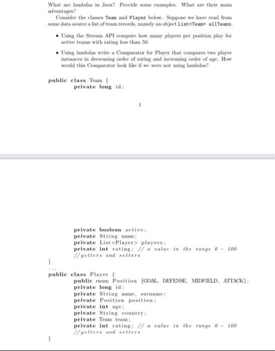 Solved What are lambuas in Java? Provide some examples. What | Chegg.com