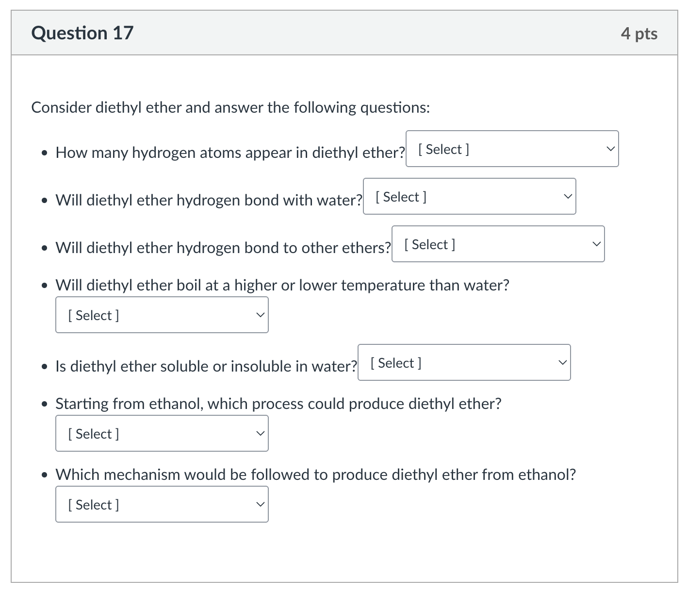 Solved Question 17Consider diethyl ether and answer the | Chegg.com
