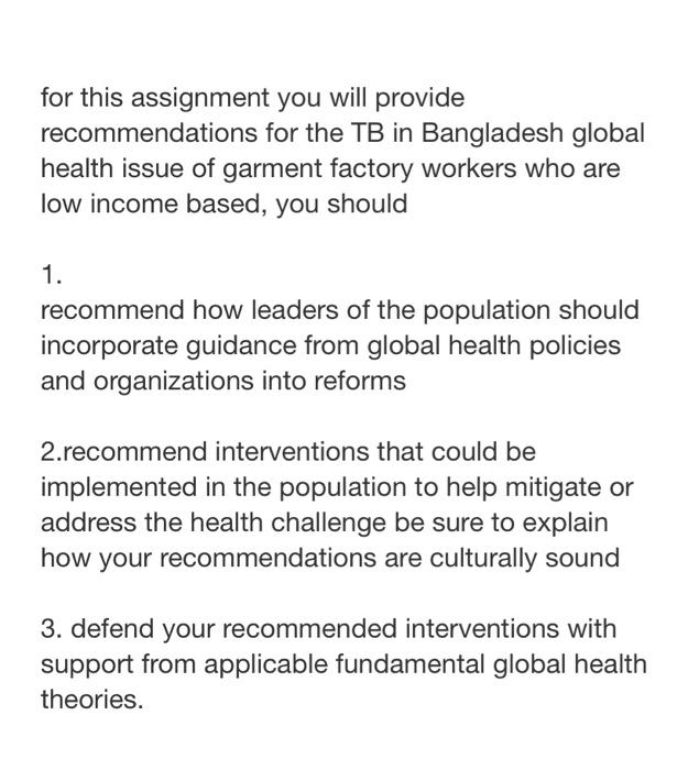 Solved for this assignment you will provide recommendations | Chegg.com