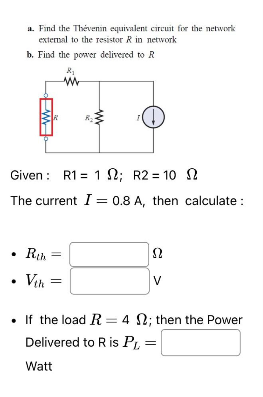 Solved a. ﻿Find the Thévenin equivalent circuit for the | Chegg.com