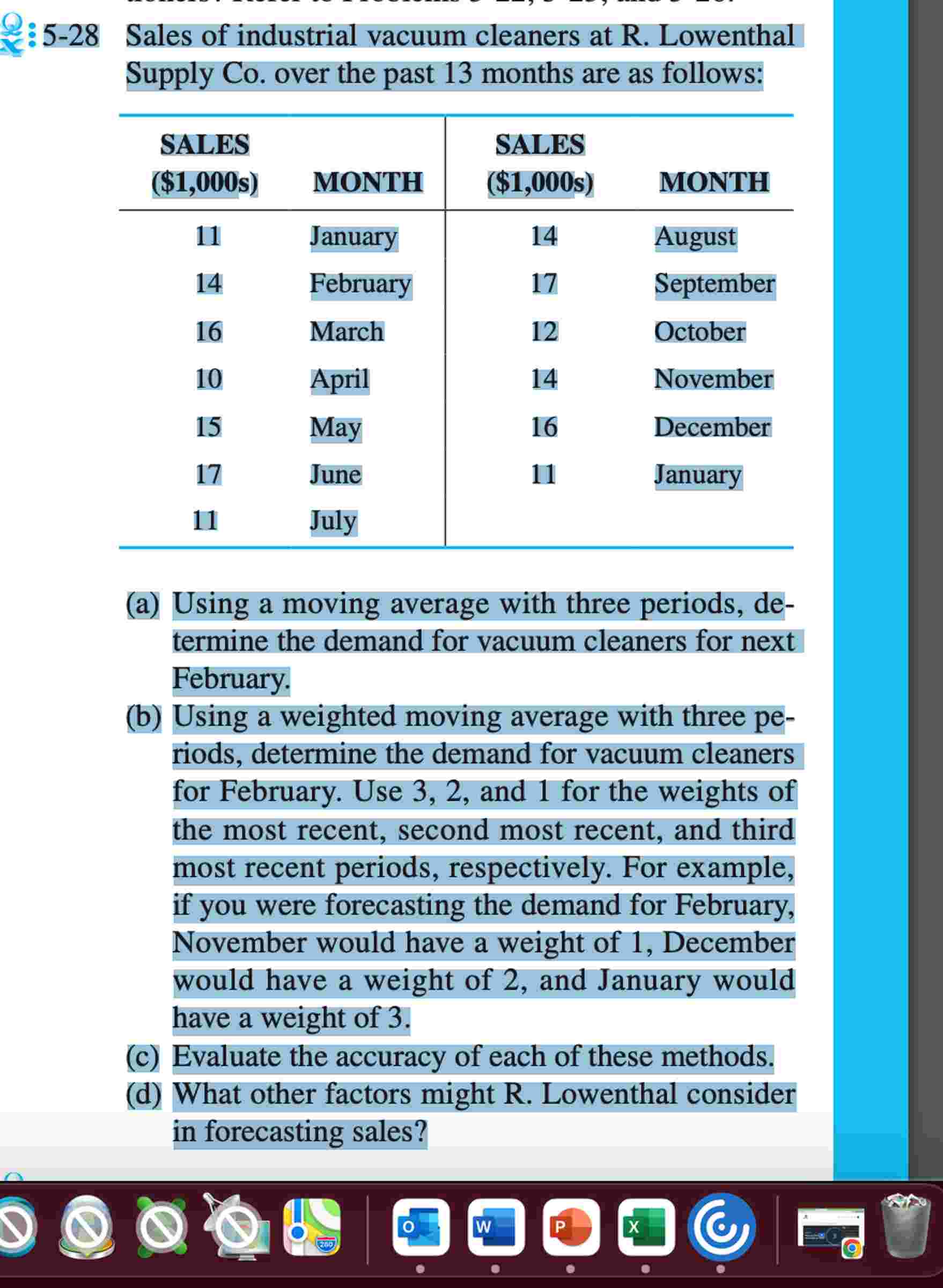 Solved 5-28 ﻿Sales of industrial vacuum cleaners at R. | Chegg.com