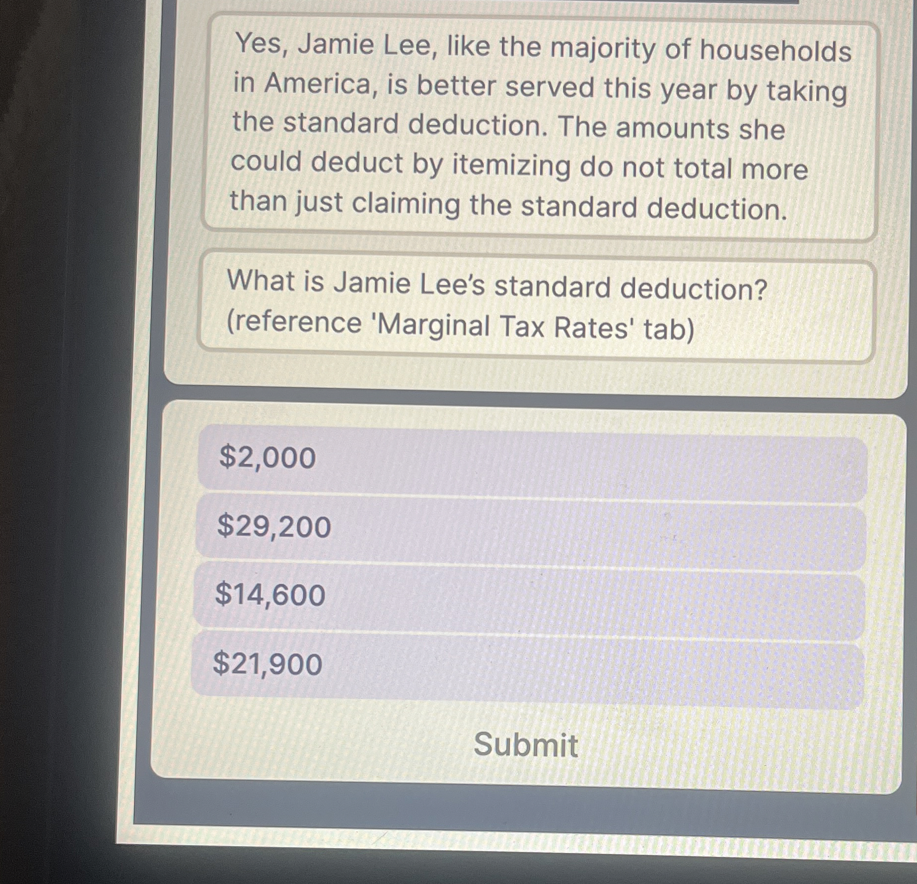 Solved Yes, Jamie Lee, like the majority of householdsin | Chegg.com