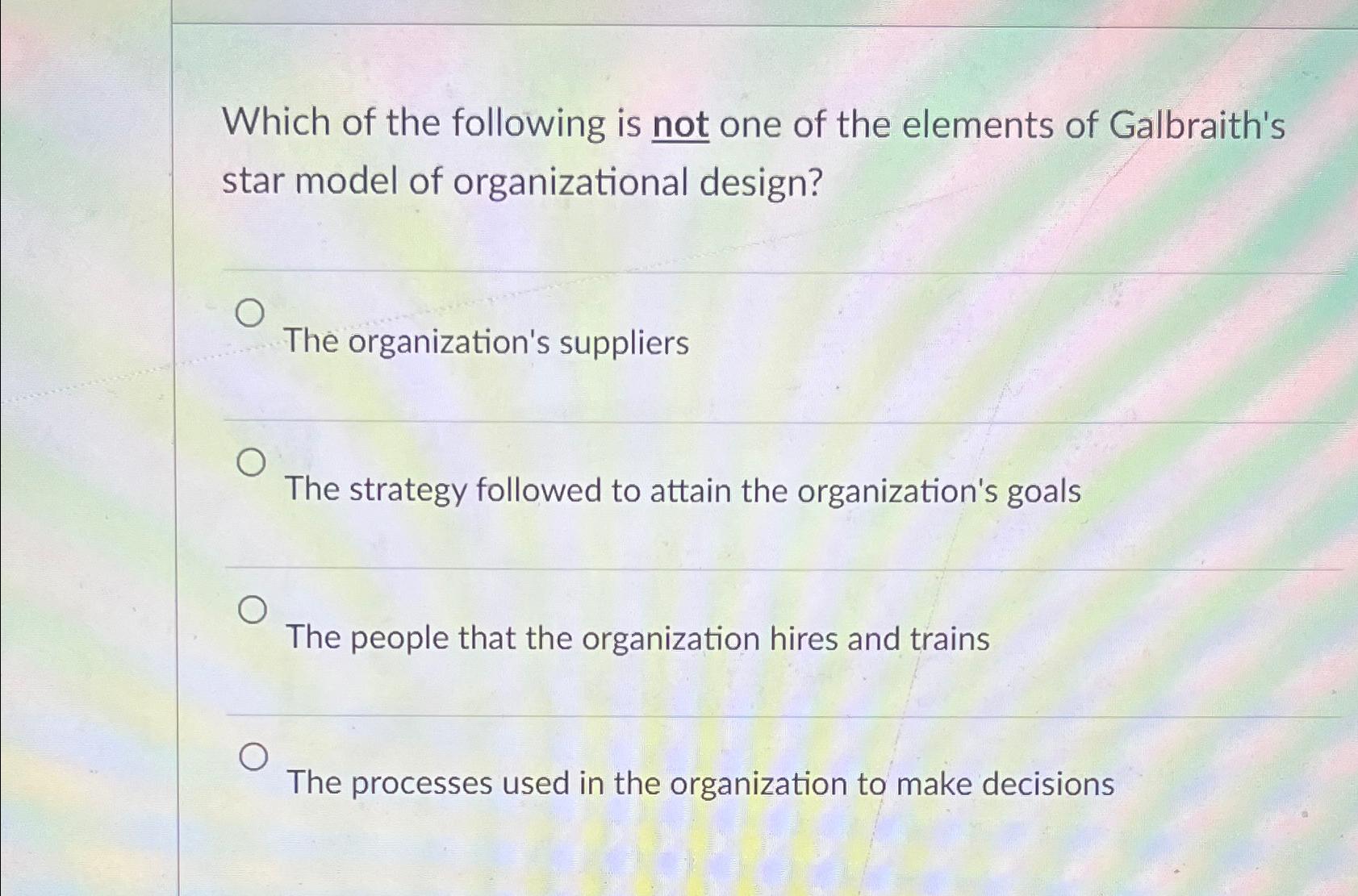 Solved Which of the following is not one of the elements of | Chegg.com