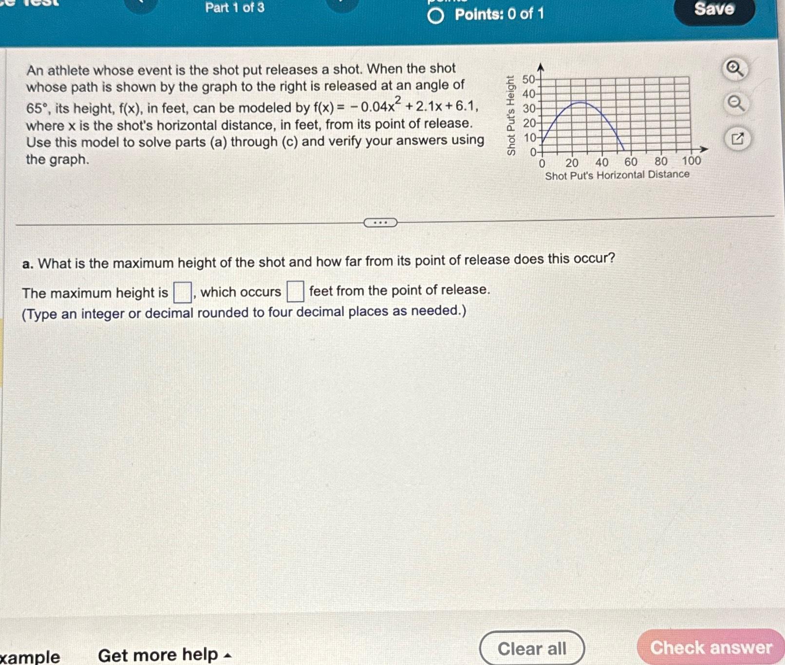 Solved Part 1 ﻿of 3Points: 0 ﻿of 1An athlete whose event is | Chegg.com