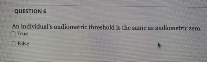 Solved QUESTION 6 An individual's audiometric threshold is | Chegg.com