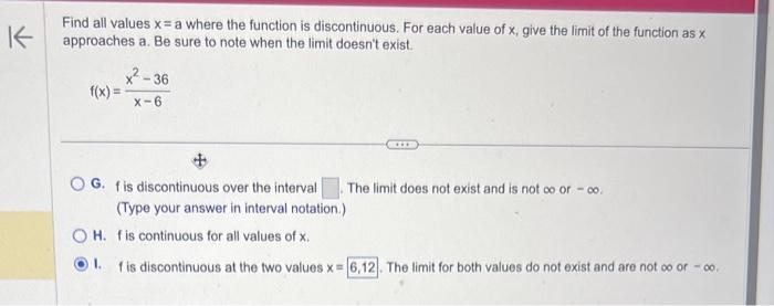 Solved Find all values x=a where the function is | Chegg.com