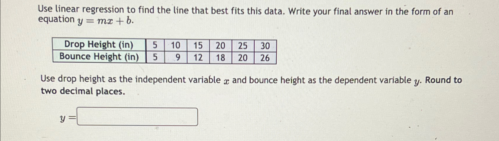 Solved Use linear regression to find the line that best fits | Chegg.com