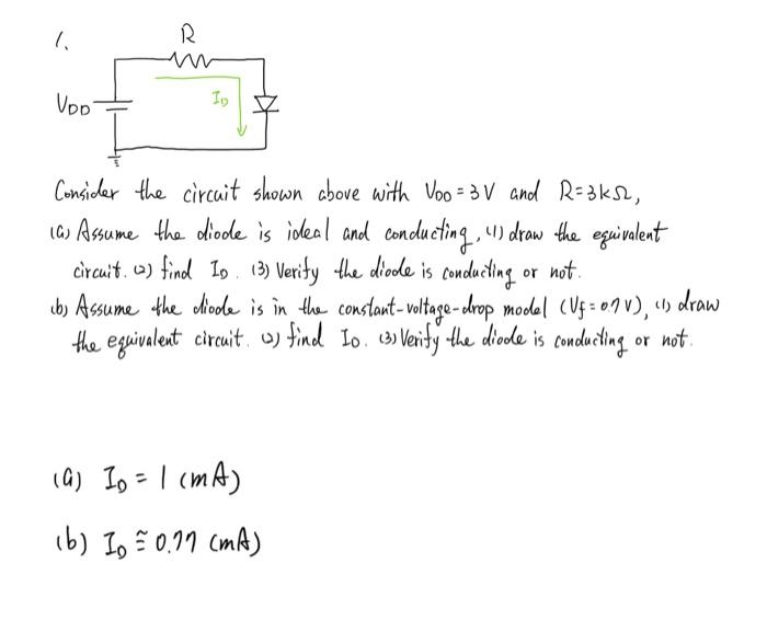 Solved Consider the circuit shown above with VDD=3 V and | Chegg.com