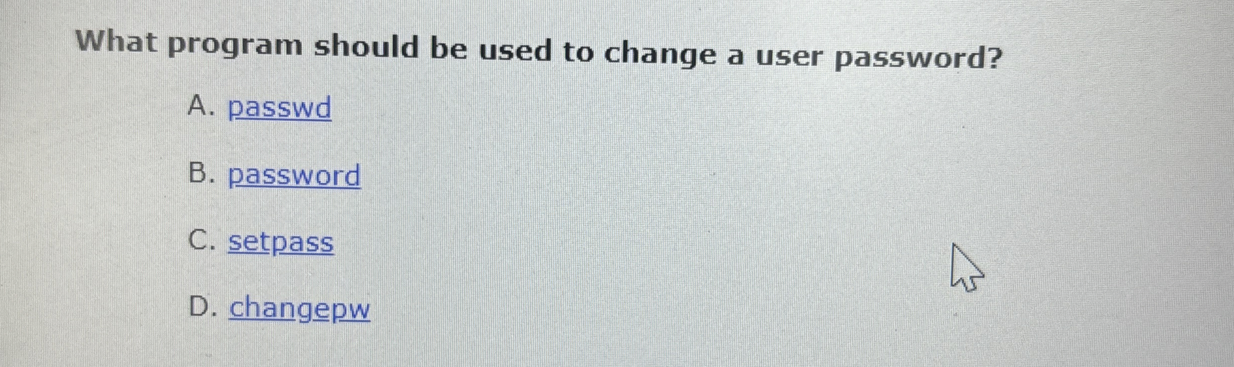Solved What program should be used to change a user | Chegg.com