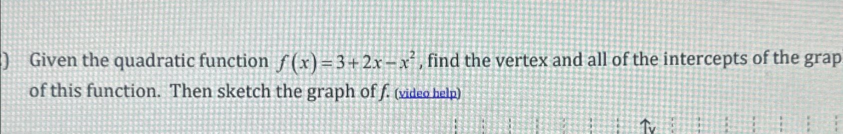 Solved Given the quadratic function f(x)=3+2x-x2, ﻿find the | Chegg.com
