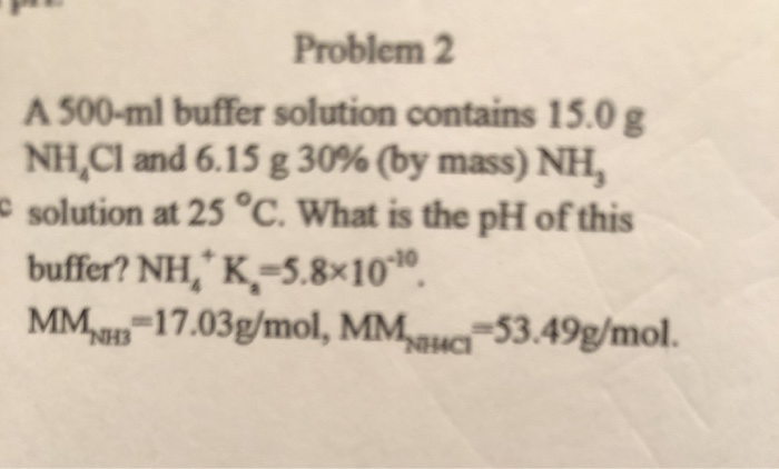 Solved Problem 2 A 500-ml buffer solution contains 15.0 g | Chegg.com