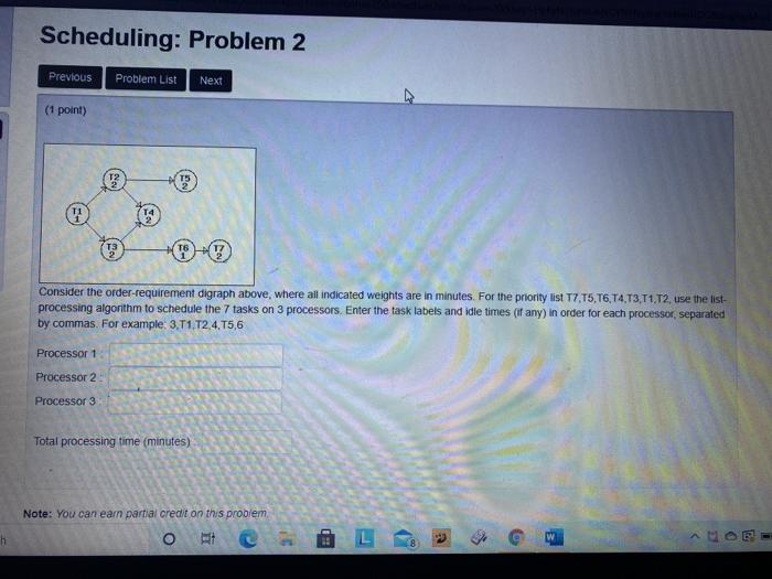 Solved Scheduling: Problem 2 Previous Problem List Next 7 (1 | Chegg.com