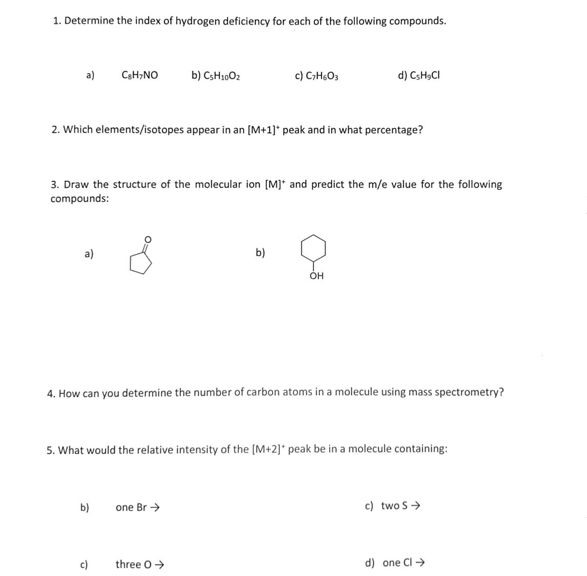 Solved Determine the index of hydrogen deficiency for each | Chegg.com