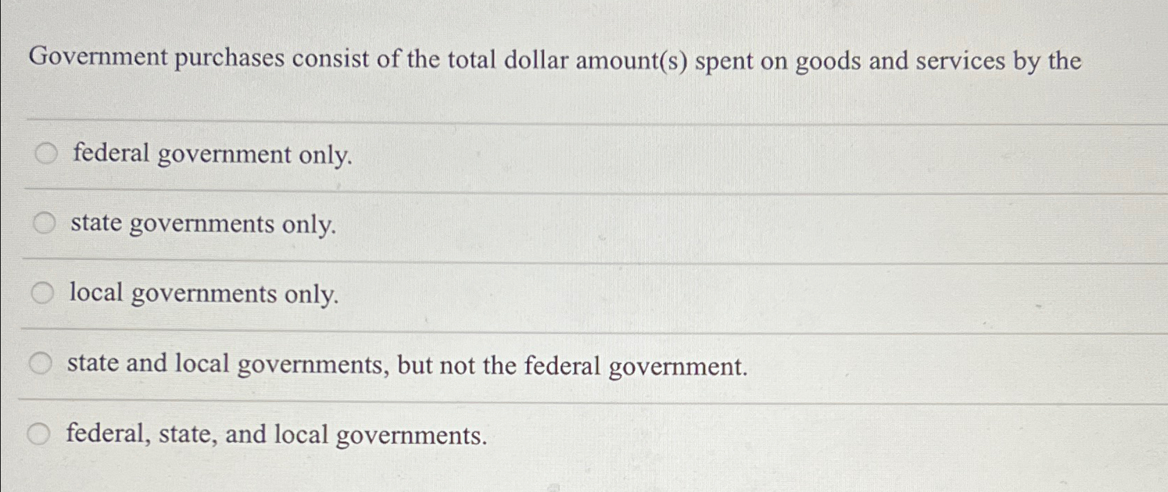 Solved Government purchases consist of the total dollar | Chegg.com