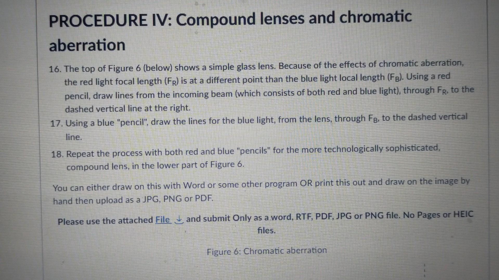 Solved PROCEDURE IV: Compound lenses and chromatic | Chegg.com