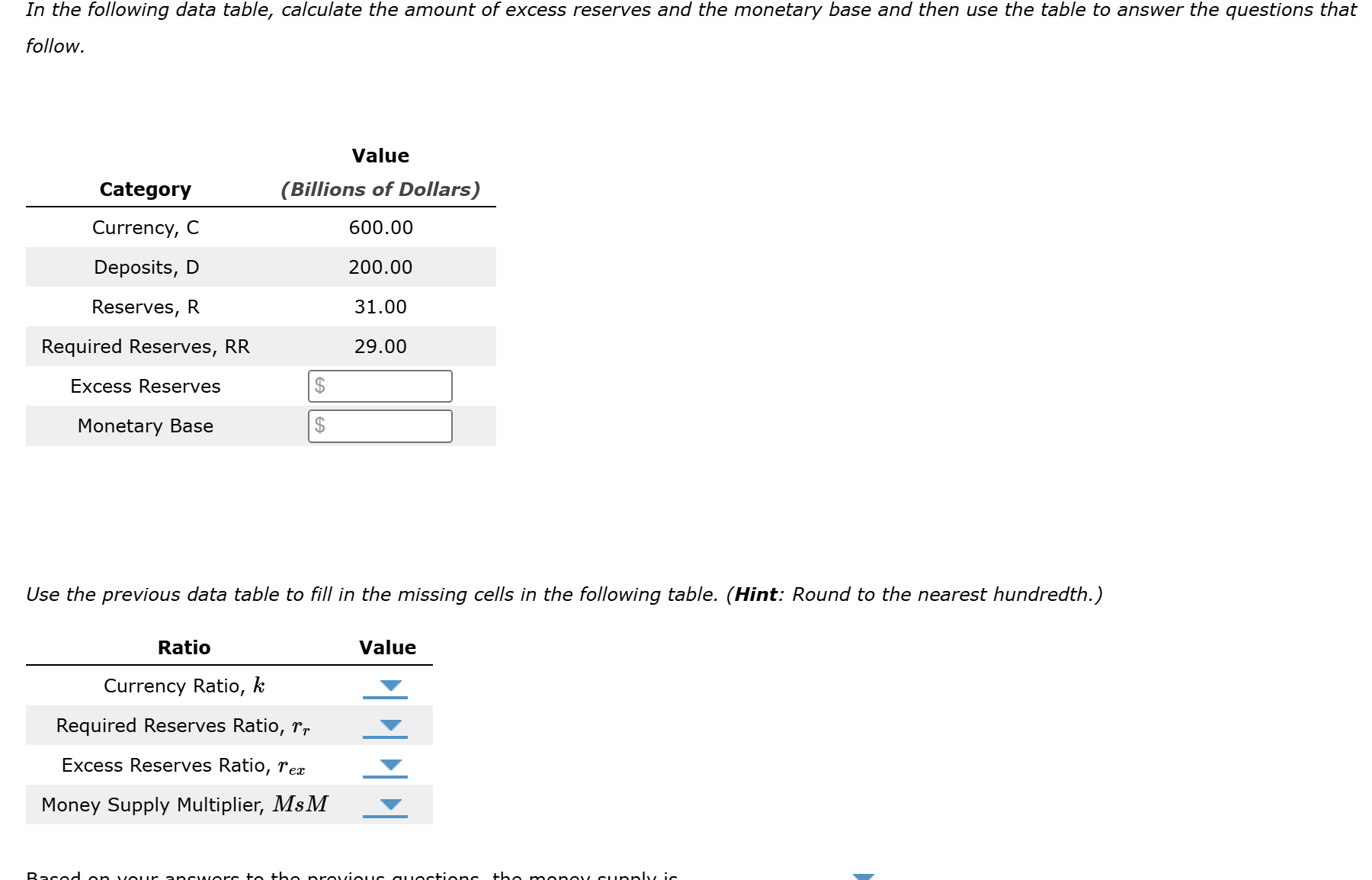 Solved In the following data table, calculate the amount of | Chegg.com