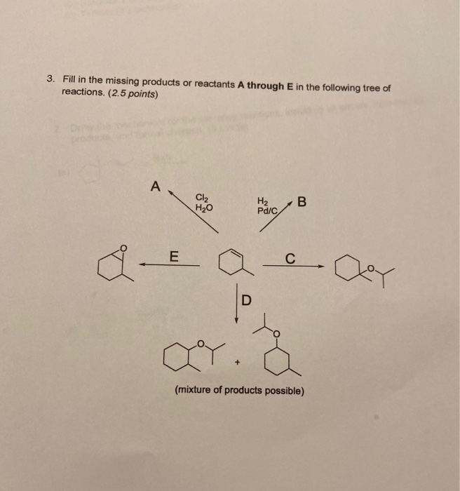 Solved 3. Fill in the missing products or reactants A | Chegg.com