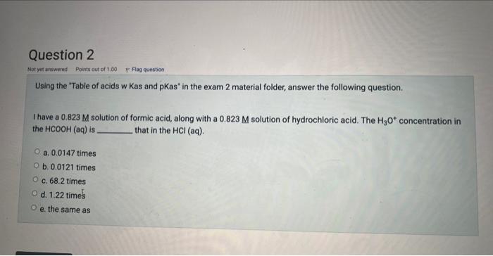Solved Using the "Table of acids w Kas and pKas" in the exam | Chegg.com
