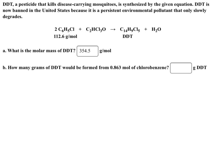 Solved Be sure to answer all parts. DDT, a pesticide that | Chegg.com