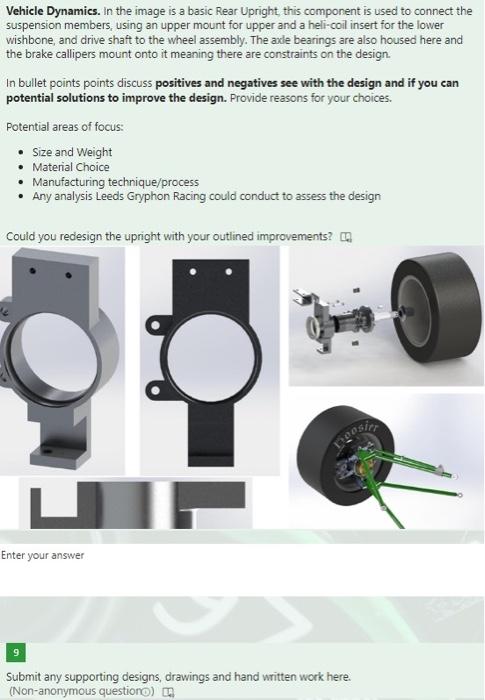 Solved Vehicle Dynamics. In the image is a basic Rear | Chegg.com