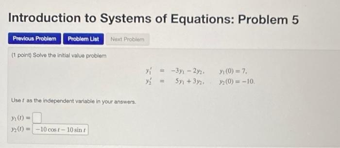 Solved Introduction to Systems of Equations: Problem 5 | Chegg.com