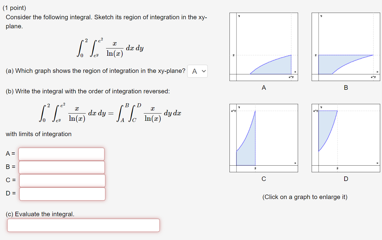 Solved (1 ﻿point)Consider the following integral. Sketch its | Chegg.com