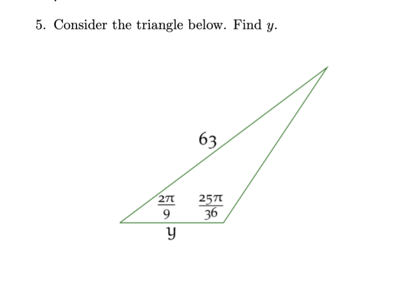 Solved Consider the triangle below. Find y. | Chegg.com