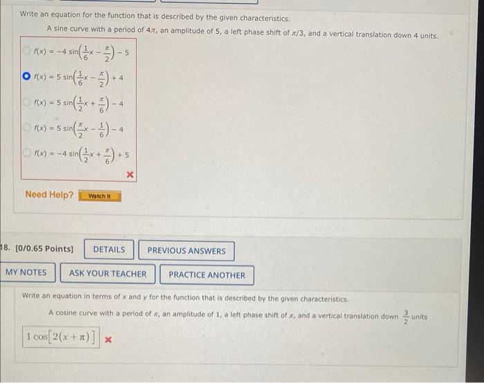 Solved Write an equation for the function that is described | Chegg.com
