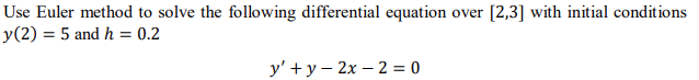 Solved Use Euler method to solve the following differential | Chegg.com