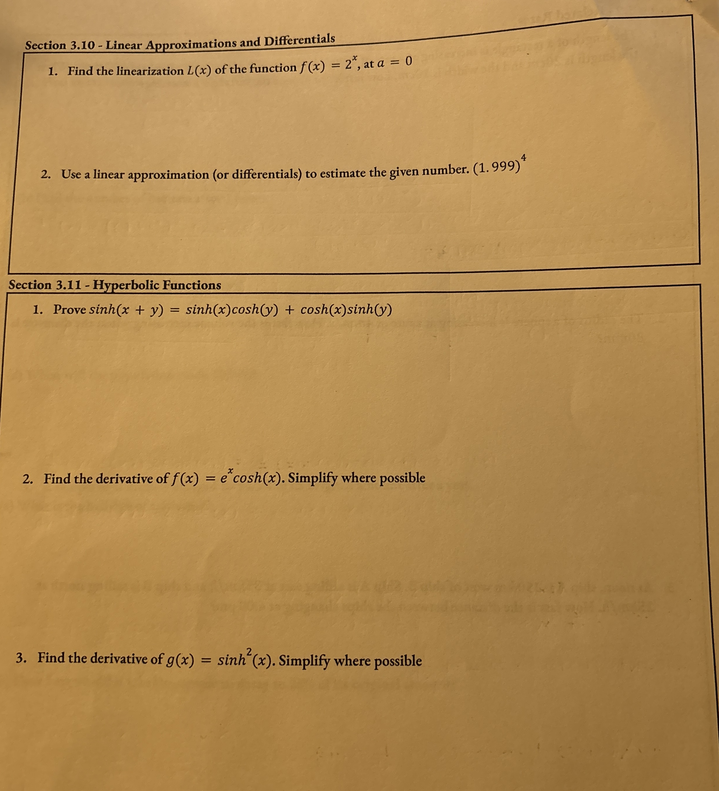 Solved Section 3.10 - ﻿Linear Approximations and | Chegg.com