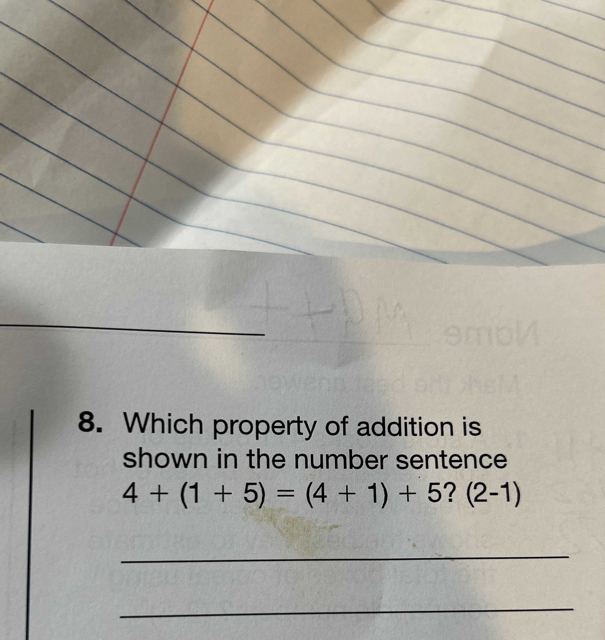 Solved Which property of addition isshown in the number | Chegg.com