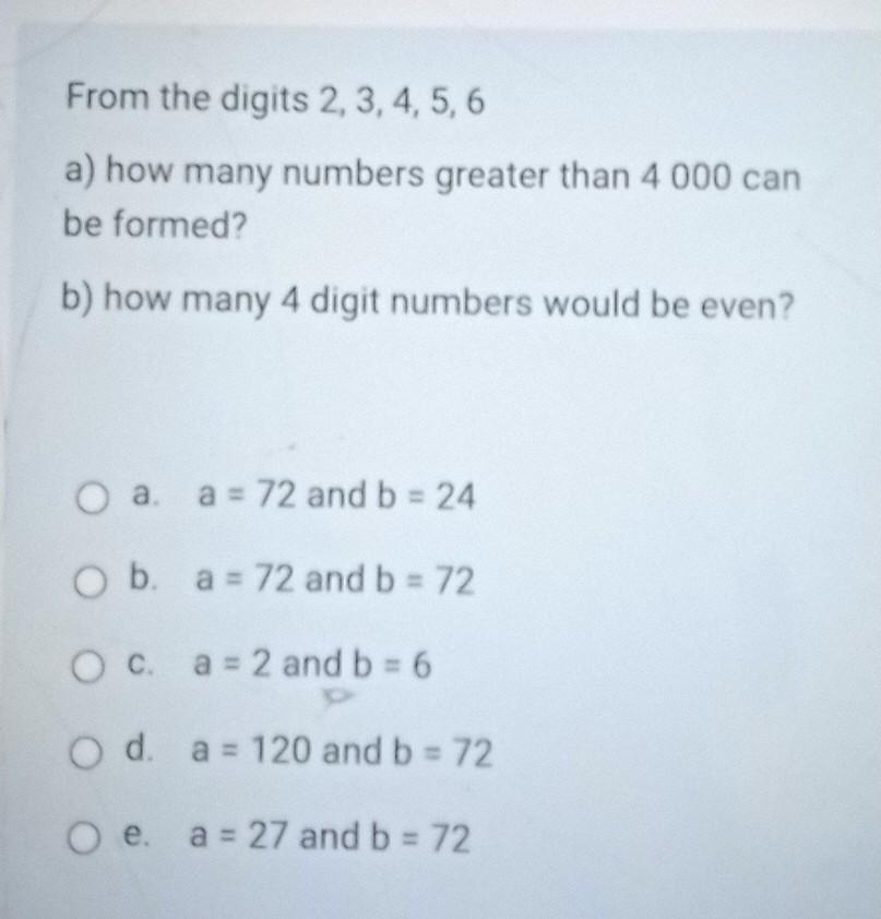 Solved From the digits 2, 3, 4, 5, 6 a) how many numbers | Chegg.com