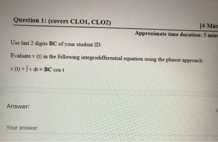 Solved Question 1: (covers CLO1, CLO2) [4 Mar Approximate | Chegg.com