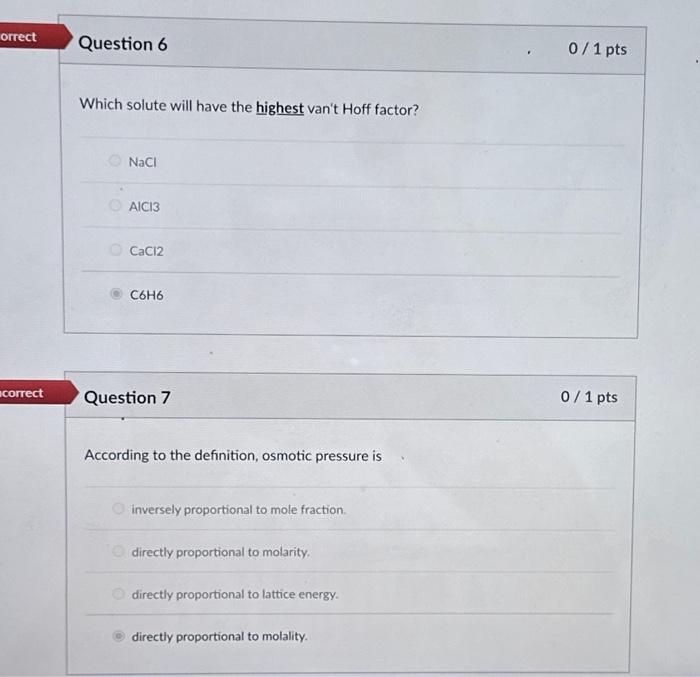 Solved Which solute will have the highest van't Hoff factor? | Chegg.com