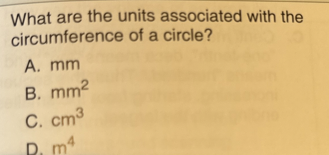 Solved What are the units associated with the circumference | Chegg.com