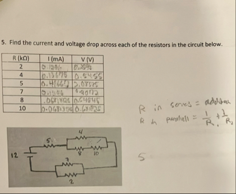 Solved Find the current and voltage drop across each of the | Chegg.com