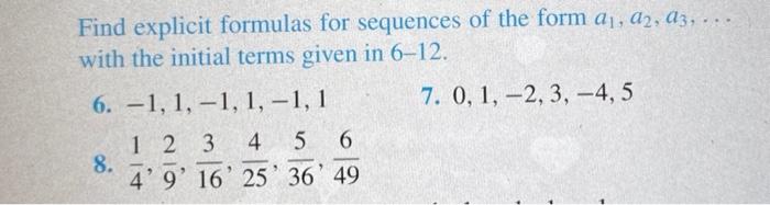 Solved Find explicit formulas for sequences of the form | Chegg.com