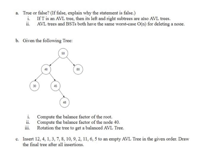 Solved a. True or false? (If false, explain why the | Chegg.com
