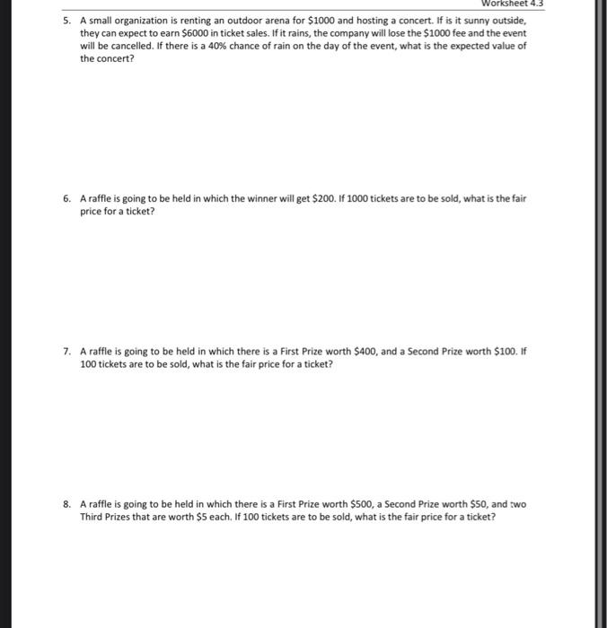 Solved 5. A small organization is renting an outdoor arena | Chegg.com