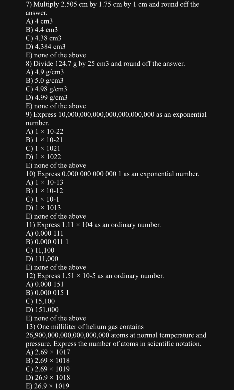 Solved Multiply 2.505 ﻿cm by 1.75 ﻿cm by 1 ﻿cm and round off | Chegg.com