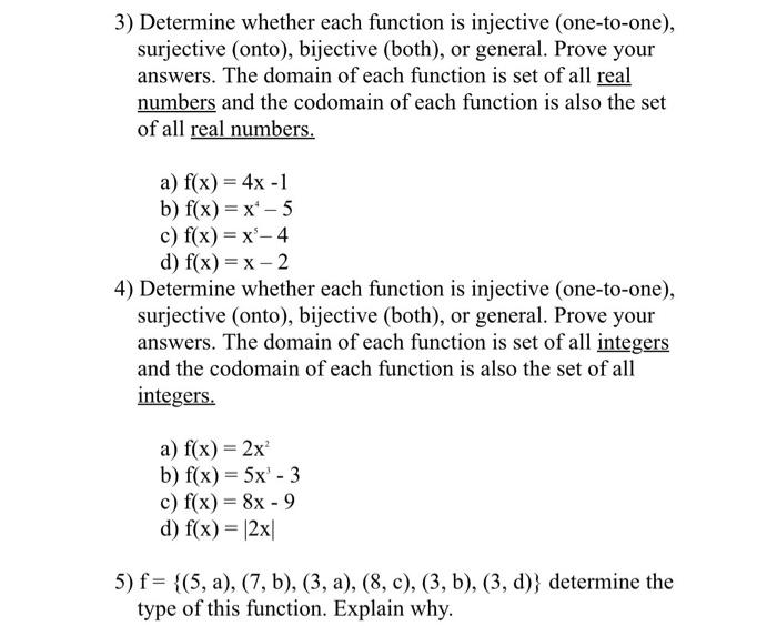 Solved 3) Determine whether each function is injective | Chegg.com