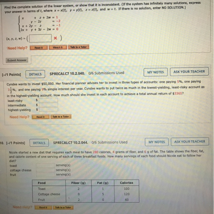 Solved Find the complete solution of the linear system, or | Chegg.com