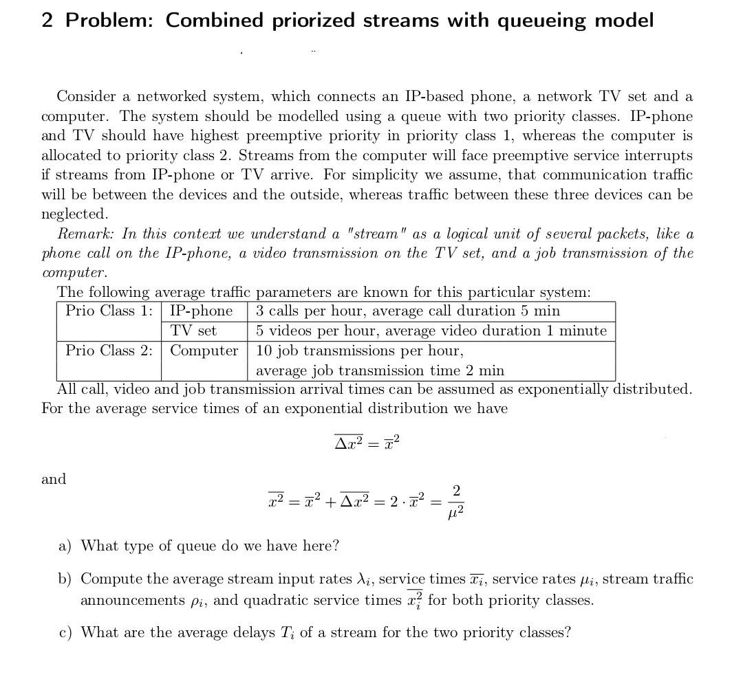 Solved 2 Problem: Combined priorized streams with queueing | Chegg.com