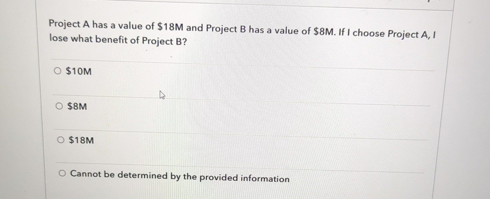 Solved Project A has a value of $18M ﻿and Project B ﻿has a | Chegg.com