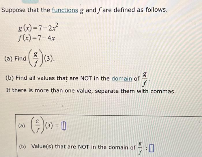 Solved Suppose that the functions g and f are defined as | Chegg.com