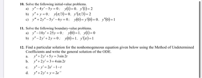 Solved 10. Solve the following initial-value problems. a) y" | Chegg.com