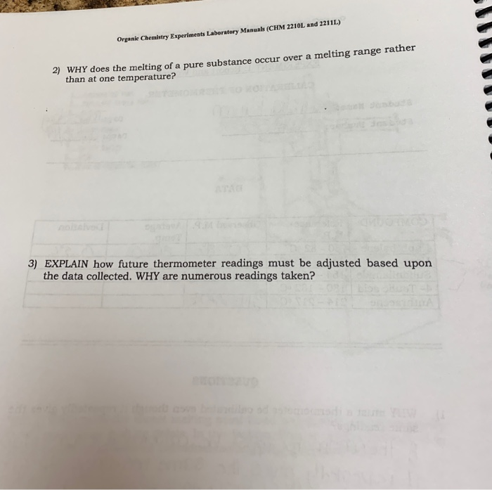 Solved Organie Chemistry Experiments Laboratory Manuals (CHM | Chegg.com