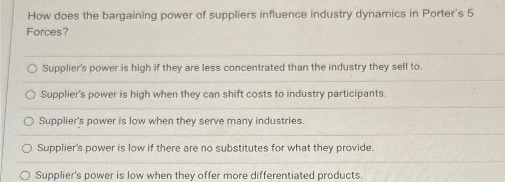Solved How does the bargaining power of suppliers influence | Chegg.com