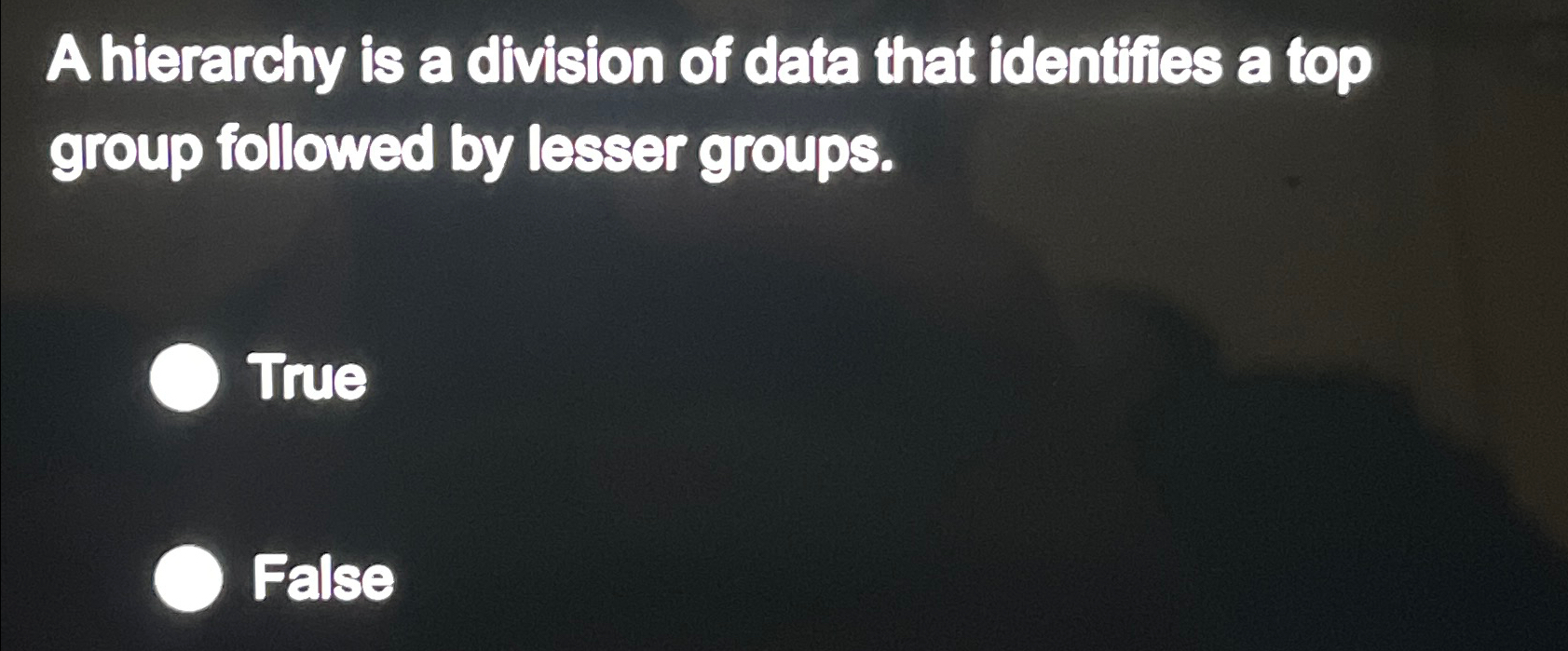 Solved A hierarchy is a division of data that identifies a | Chegg.com