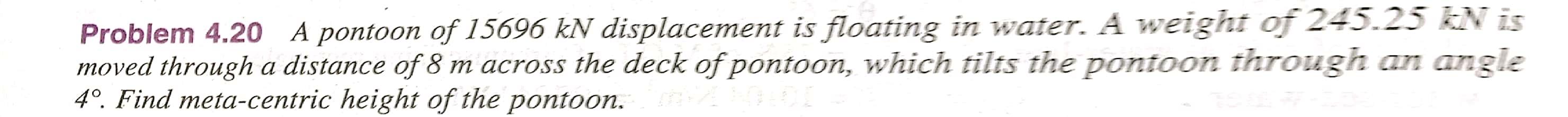 Solved Problem 4.20 A pontoon of 15696 kN displacement is | Chegg.com